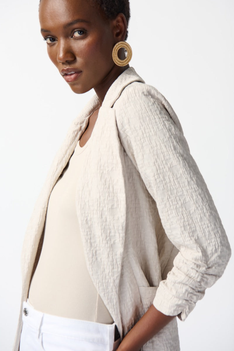 Pucker Jacquard Open Front Blazer | Bellissima West