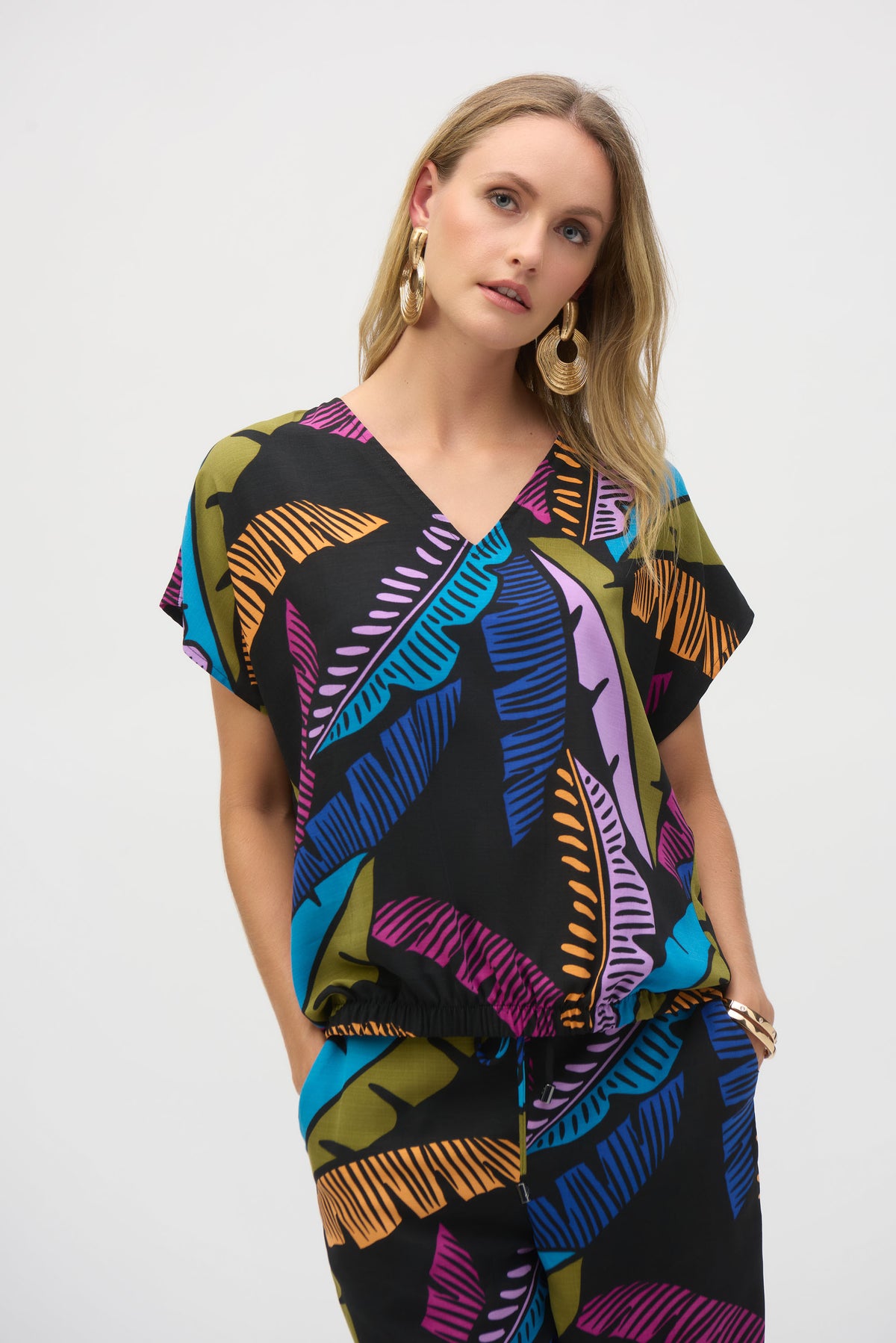 Leaf Print High-Low Top | Bellissima West