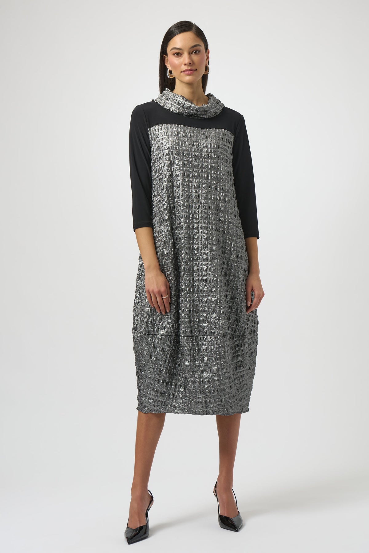 Metallic Waffle Bubble Midi Dress | Bellissima West