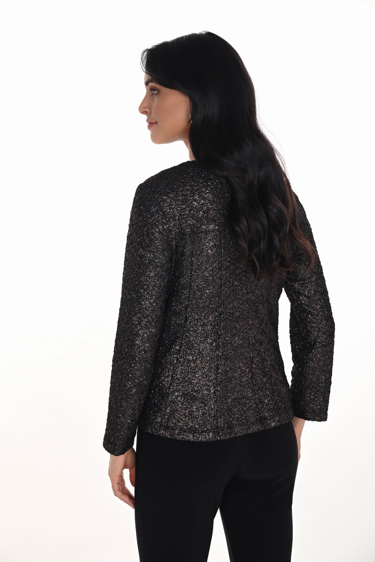 Pucker Knit Metallic Jacket | Bellissima West