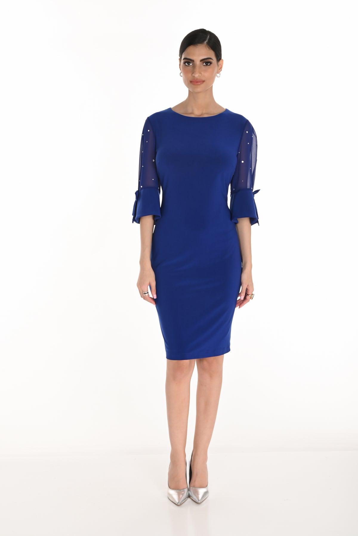 Chiffon Bell Sleeve Sheath Dress | Bellissima West