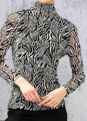 Animal Print Turtle Neck Top | Bellissima West